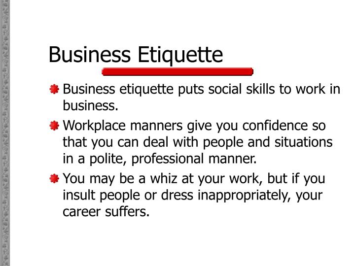 PPT - Business Etiquette PowerPoint Presentation - ID:5302532