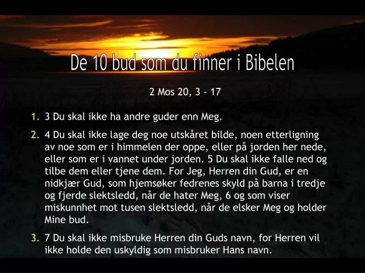 PPT - De 10 bud som du finner i Bibelen PowerPoint Presentation, free ...