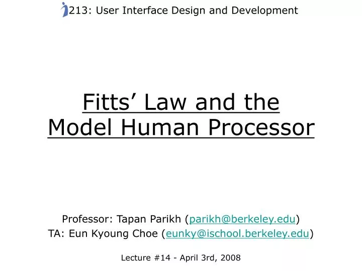 PPT - Fitts’ Law and the Model Human Processor PowerPoint Presentation ...