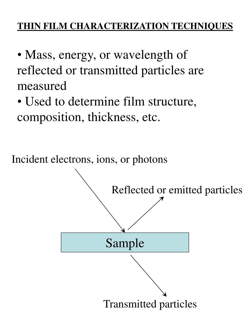 PPT - THIN FILM CHARACTERIZATION TECHNIQUES PowerPoint Presentation ... PPT - THIN FILM CHARACTERIZATION TECHNIQUES PowerPoint Presentation ...