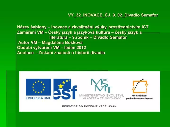 PPT - Divadlo Semafor PowerPoint Presentation, free download - ID:5317142