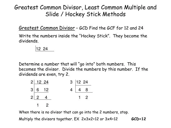 Ppt Greatest Common Divisor Least Common Multiple And Slide Hockey Stick Methods Powerpoint