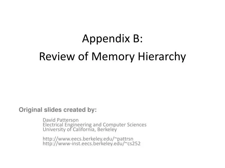PPT - Appendix B: Review of Memory Hierarchy PowerPoint Presentation ...