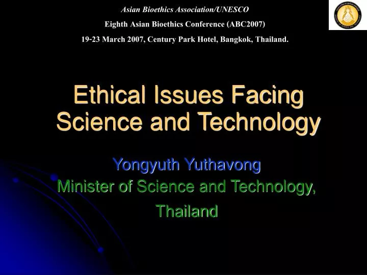 PPT - Ethical Issues Facing Science and Technology PowerPoint ...