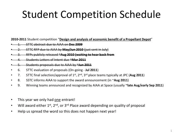 PPT - Student Competition Schedule PowerPoint Presentation, free ...