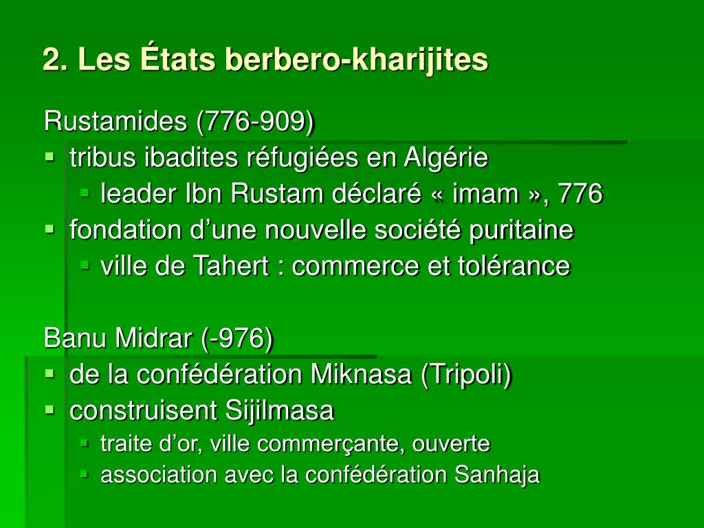 PPT - Le Maghreb sous les califats (18 janvier) PowerPoint Presentation ...