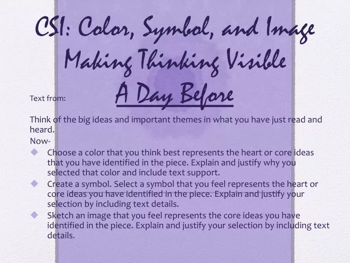 PPT - CSI: Color, Symbol, and Image Making Thinking Visible A Day ...