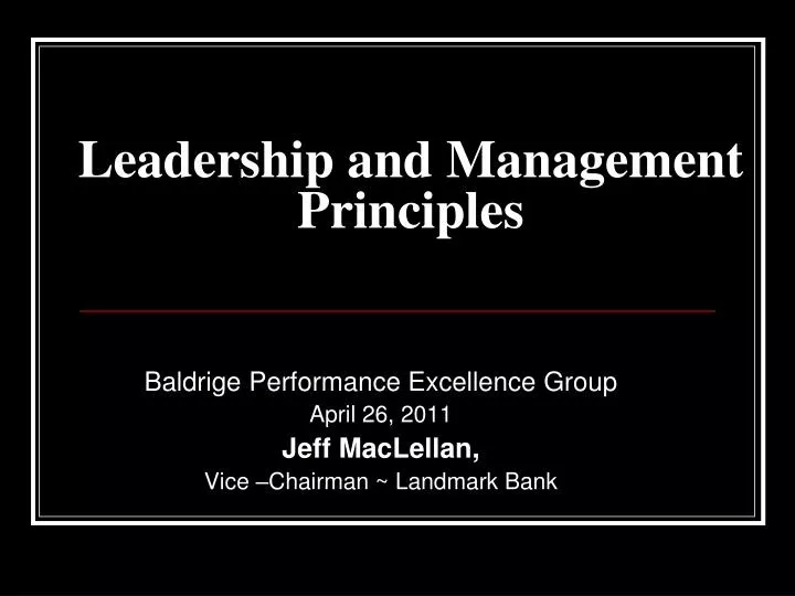 PPT - Leadership and Management Principles PowerPoint Presentation ...