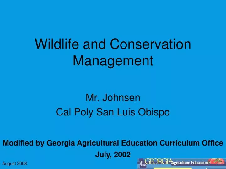 PPT - Wildlife and Conservation Management PowerPoint Presentation ...
