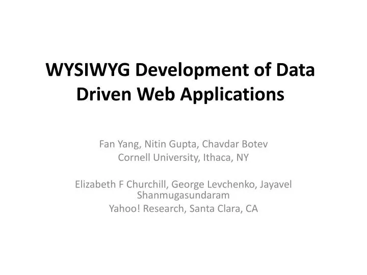 Ppt Wysiwyg Development Of Data Driven Web Applications Powerpoint Presentation Id 5322708