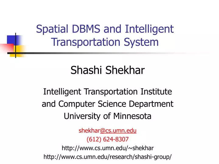 Ppt Spatial Dbms And Intelligent Transportation System Powerpoint