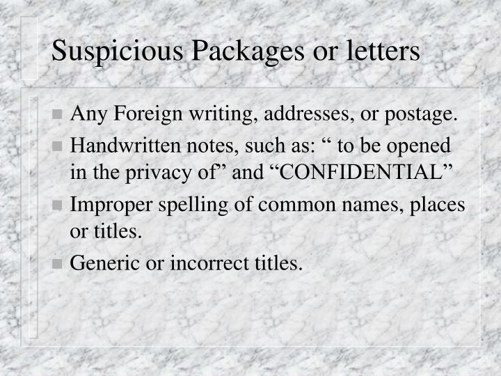 PPT - Suspicious Packages PowerPoint Presentation - ID:5328155