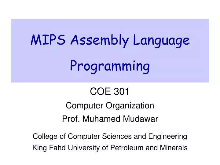 Ppt Mips Assembly Language Programming Powerpoint Presentation Free