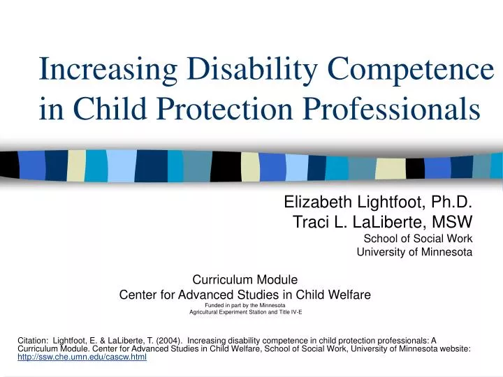 PPT - Increasing Disability Competence in Child Protection ...