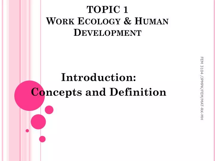 PPT - TOPIC 1 Work Ecology & Human Development PowerPoint Presentation ...