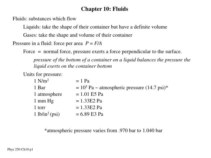 PPT - Chapter 10: Fluids PowerPoint Presentation, free download - ID:5331650