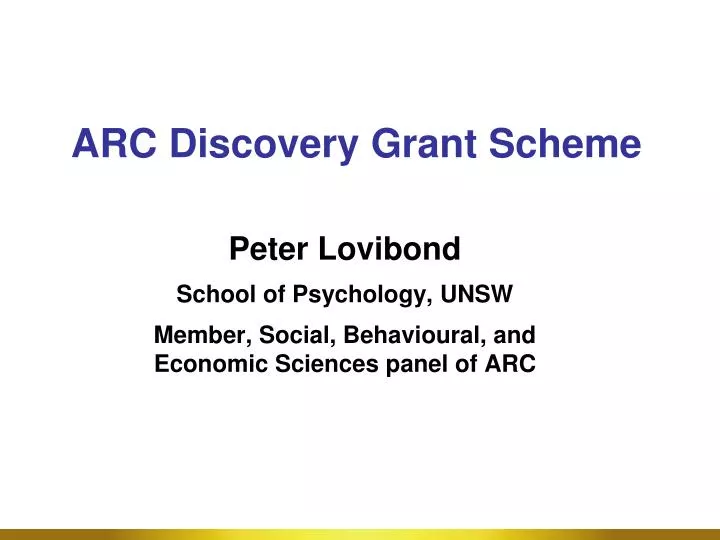 PPT - ARC Discovery Grant Scheme PowerPoint Presentation, free download ...