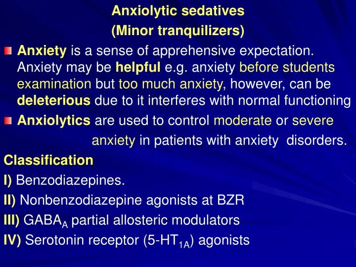 PPT - Anxiolytic sedatives (Minor tranquilizers) PowerPoint ...