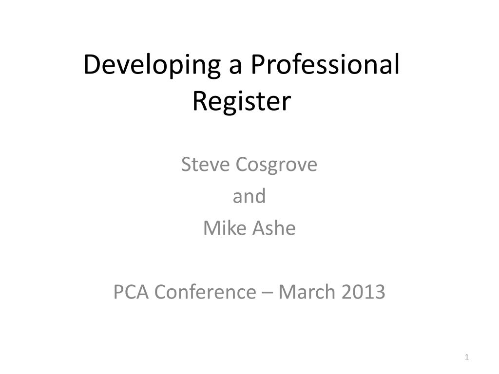 PPT - Developing a Professional Register PowerPoint Presentation, free ...