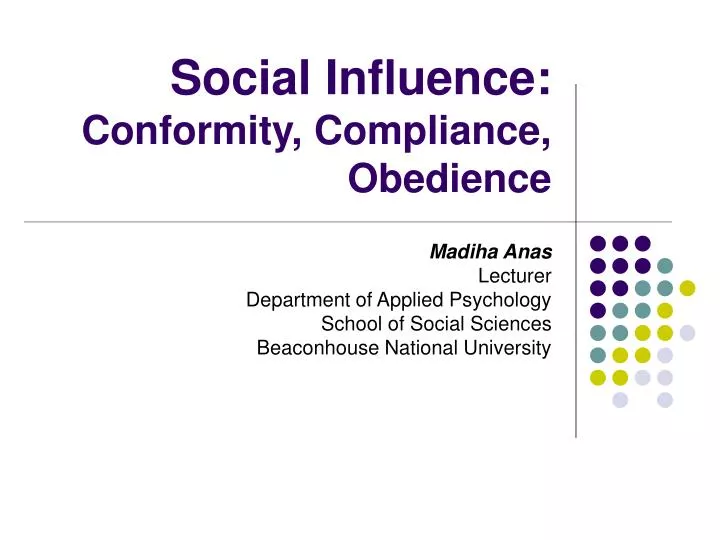 PPT - Social Influence: Conformity, Compliance, Obedience PowerPoint ...