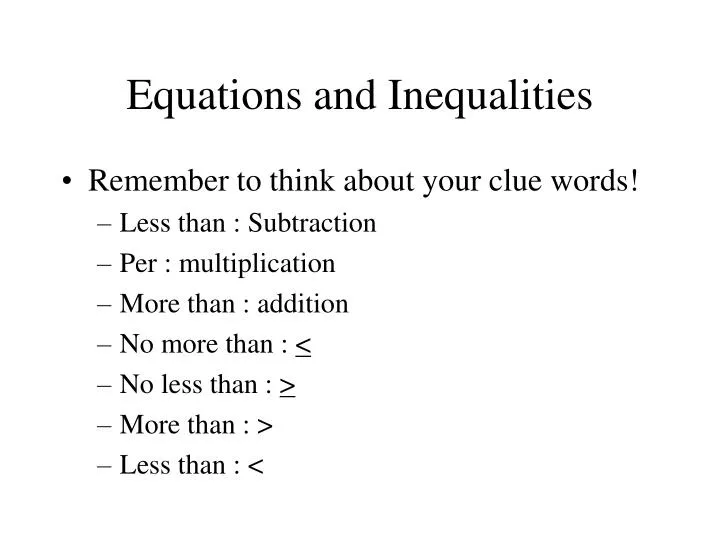 PPT - Equations and Inequalities PowerPoint Presentation, free download ...