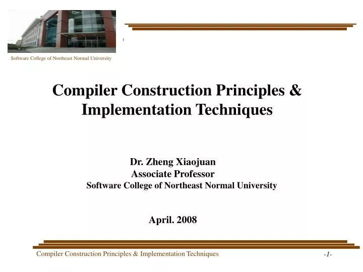 PPT - Compiler Construction Principles & Implementation Techniques ...
