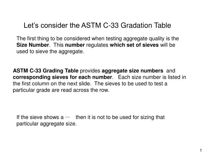 PPT - Let’s consider the ASTM C-33 Gradation Table PowerPoint ...