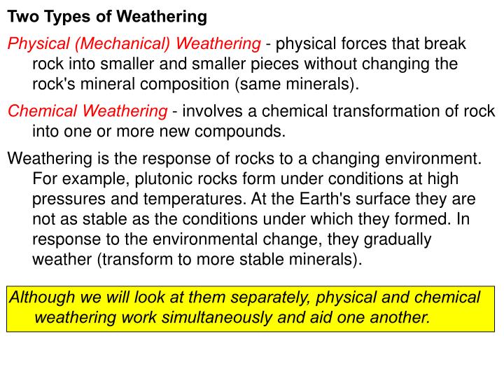 PPT - Physical Weathering Chemical Weathering Rates of Weathering ...