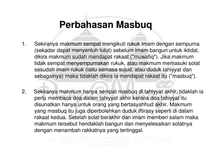 PPT - Solat Berjemaah Masbuq, Muwafiq, Istikhlaf & Mufaraqah ...