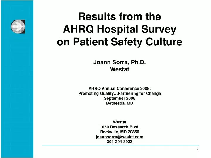 PPT - Results from the AHRQ Hospital Survey on Patient Safety Culture ...