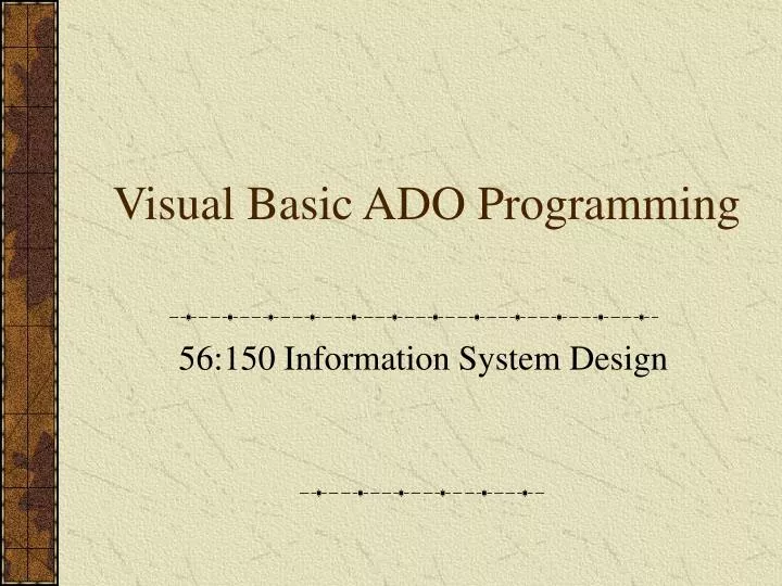PPT - Visual Basic ADO Programming PowerPoint Presentation, free download - ID:5344390