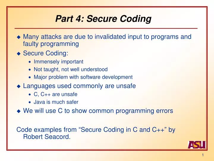 PPT - Part 4: Secure Coding PowerPoint Presentation, free download - ID:5346551