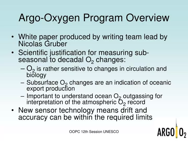 PPT - Argo-Oxygen Program Overview PowerPoint Presentation, free ...