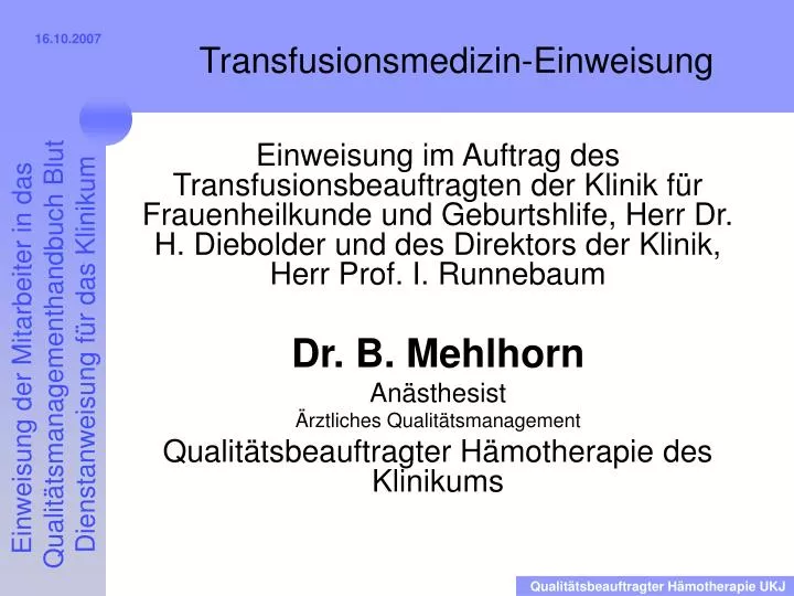 PPT - Transfusionsmedizin-Einweisung PowerPoint Presentation, free download - ID:5346864