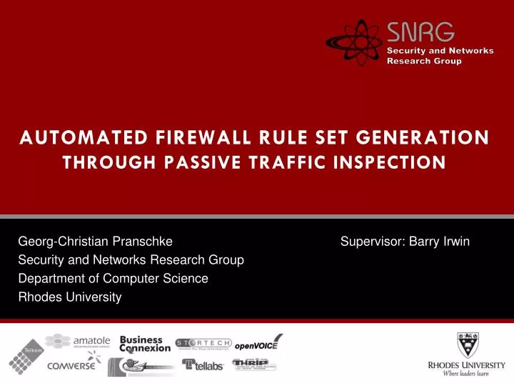 PPT - AUTOMATED FIREWALL RULE SET GENERATION THROUGH PASSIVE TRAFFIC ...