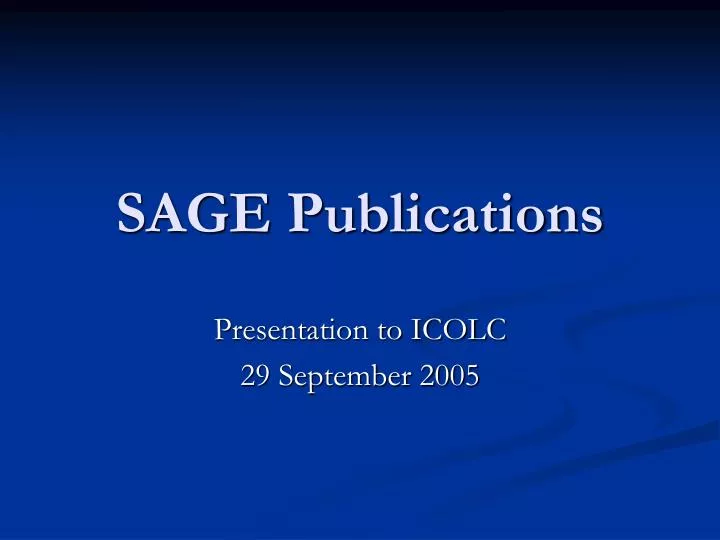 PPT - SAGE Publications PowerPoint Presentation, free download - ID:5346990