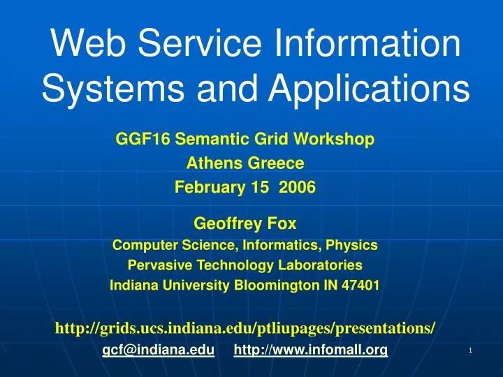 PPT - Web Service Information Systems and Applications PowerPoint ...