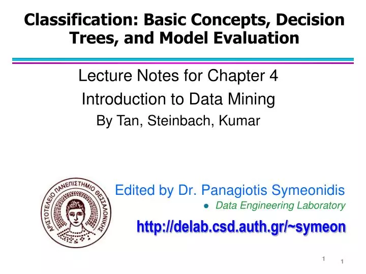 PPT - Classification: Basic Concepts, Decision Trees, and Model ...