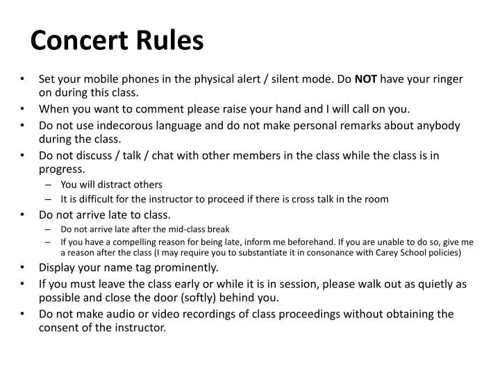 PPT - Concert Rules PowerPoint Presentation, free download - ID:5348039