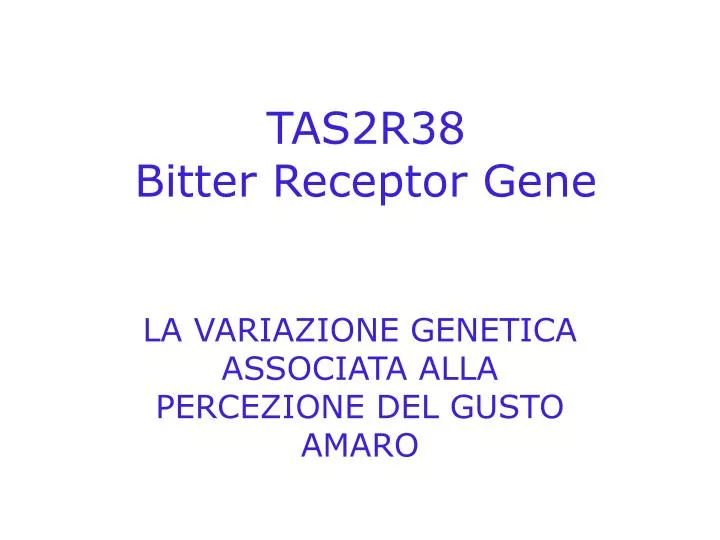 PPT - TAS2R38 Bitter Receptor Gene PowerPoint Presentation, free ...