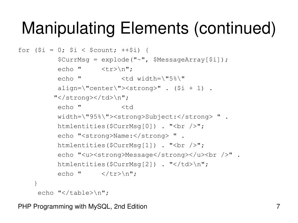 Ppt Chapter 6 Manipulating Arrays Php Programming With Mysql 2 Nd Edition Powerpoint