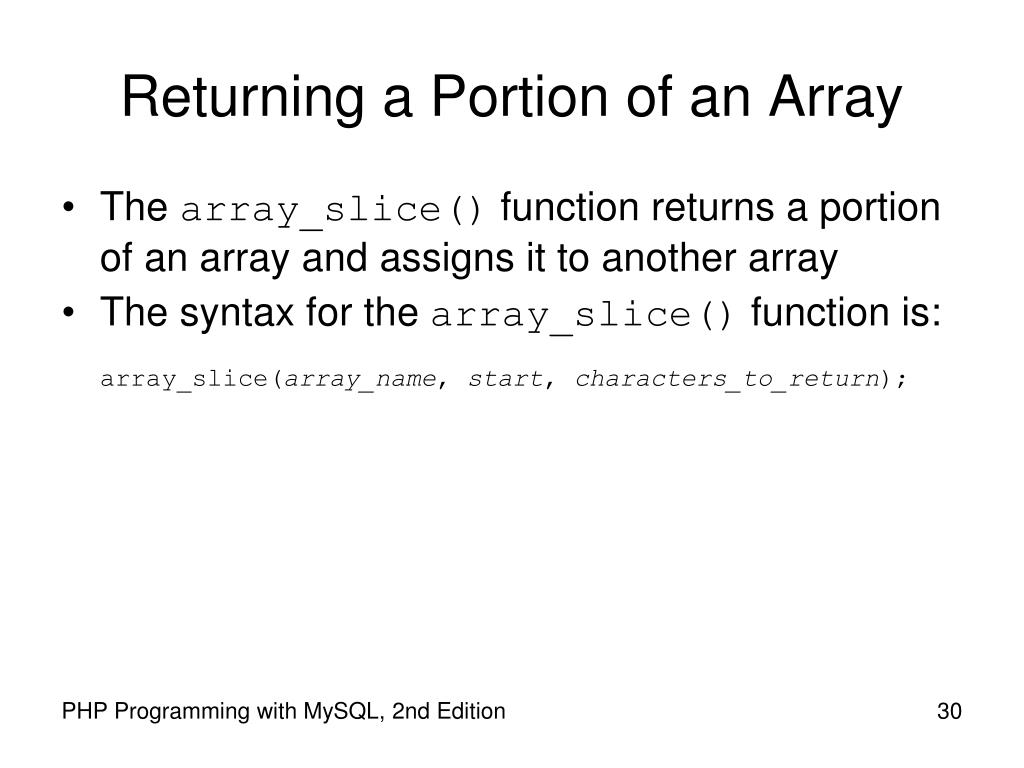 Ppt Chapter 6 Manipulating Arrays Php Programming With Mysql 2 Nd Edition Powerpoint