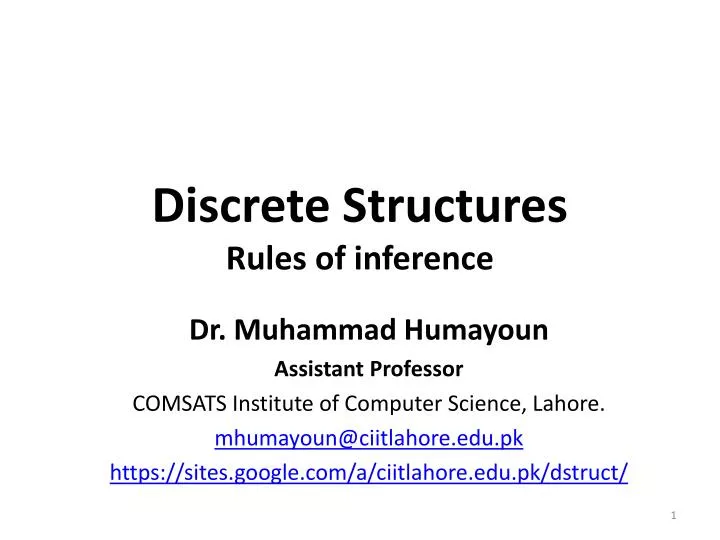 PPT - Discrete Structures Rules of inference PowerPoint Presentation ...