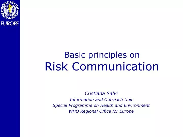 PPT - Basic principles on Risk Communication PowerPoint Presentation ... PPT - Basic principles on Risk Communication PowerPoint Presentation ...