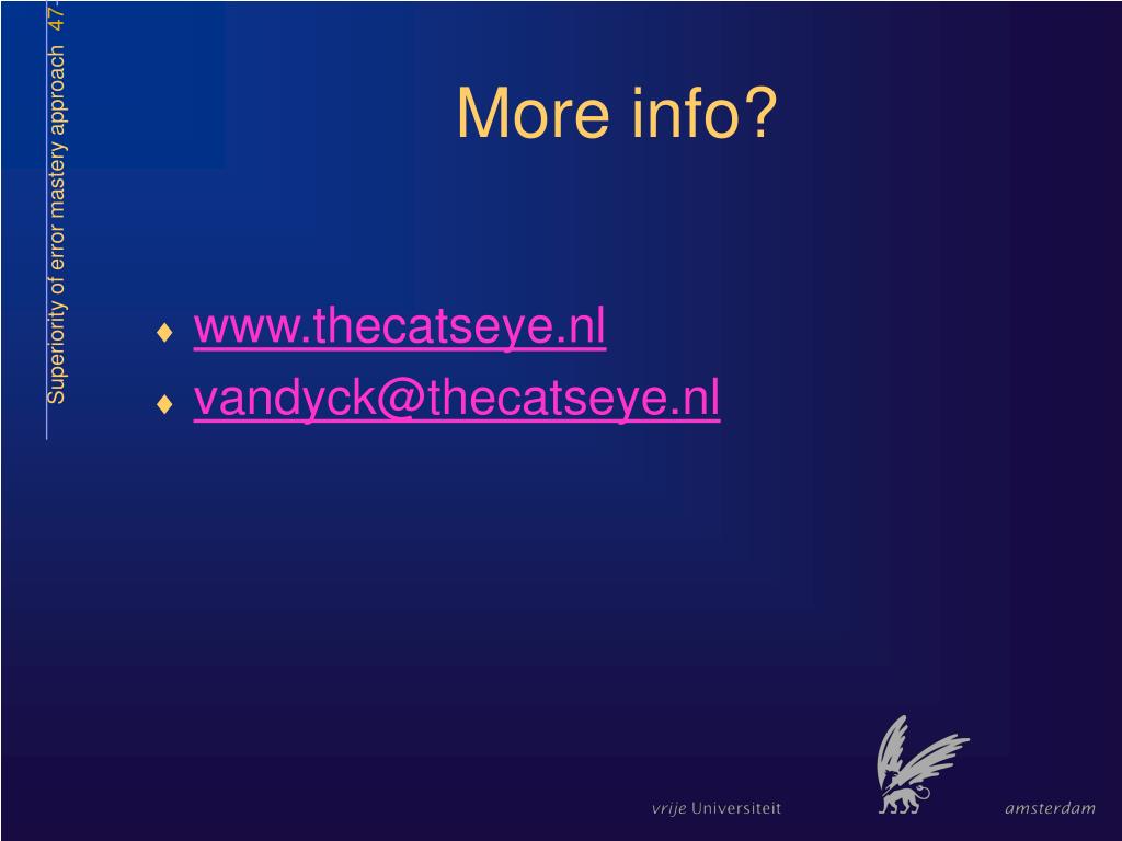 PPT - Cathy van Dyck The Cat’s Eye / VU University PowerPoint ...