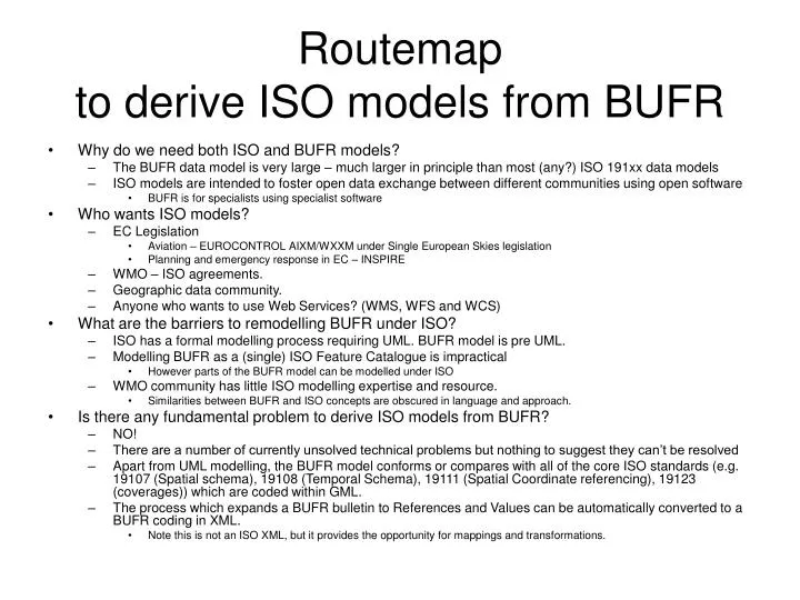 PPT - Routemap to derive ISO models from BUFR PowerPoint Presentation, free download - ID:5357390