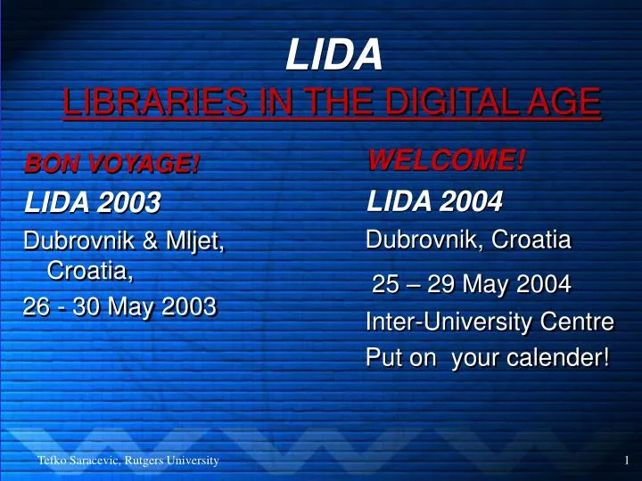 PPT - LIDA LIBRARIES IN THE DIGITAL AGE PowerPoint Presentation, free ...