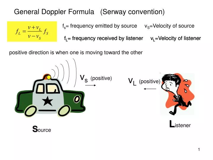 PPT - General Doppler Formula (Serway convention) PowerPoint ...