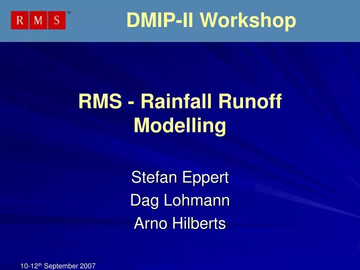 PPT - RMS - Rainfall Runoff Modelling PowerPoint Presentation, free ...