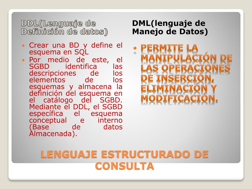 PPT - LENGUAJE SQL (LENGUAJE ESTRUCTURADO DE CONSULTA) PowerPoint ... PPT - LENGUAJE SQL (LENGUAJE ESTRUCTURADO DE CONSULTA) PowerPoint ...
